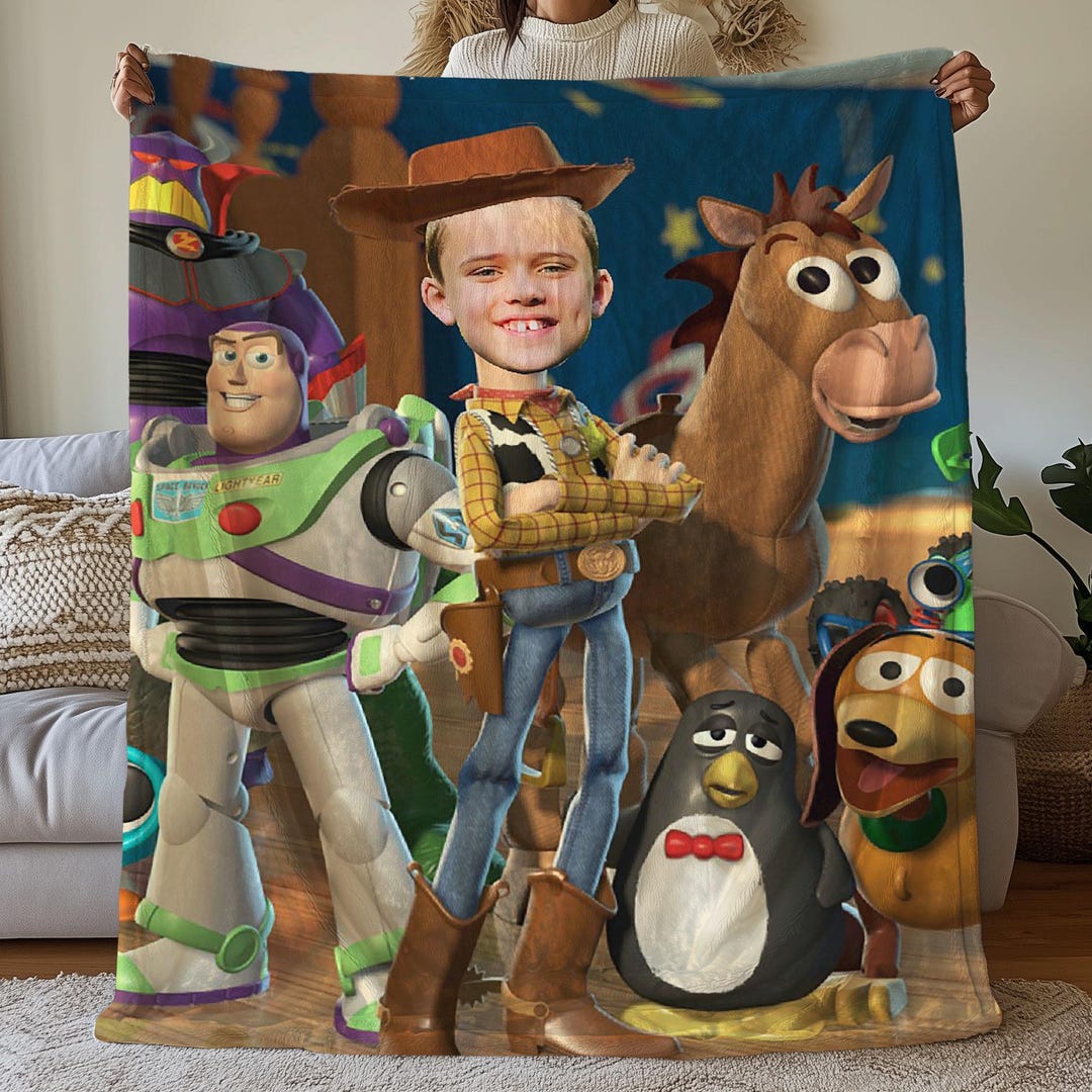 Custom Woody Cartoon Blanket With Face, Personalized Disney Baby ...