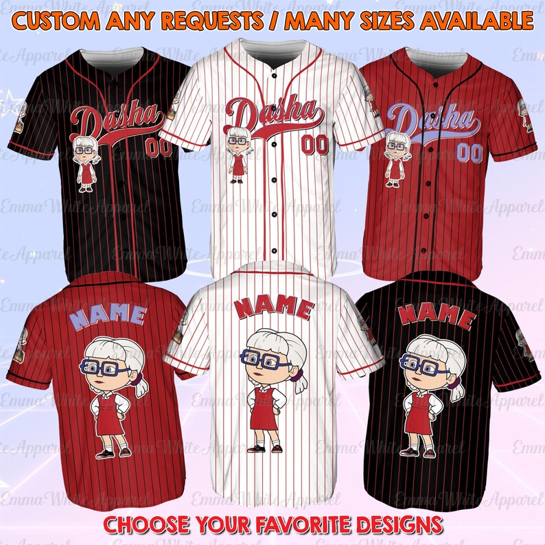 Masha and the Bear Dasha Baseball Jersey, Cartoon Girl Dasha Character ...