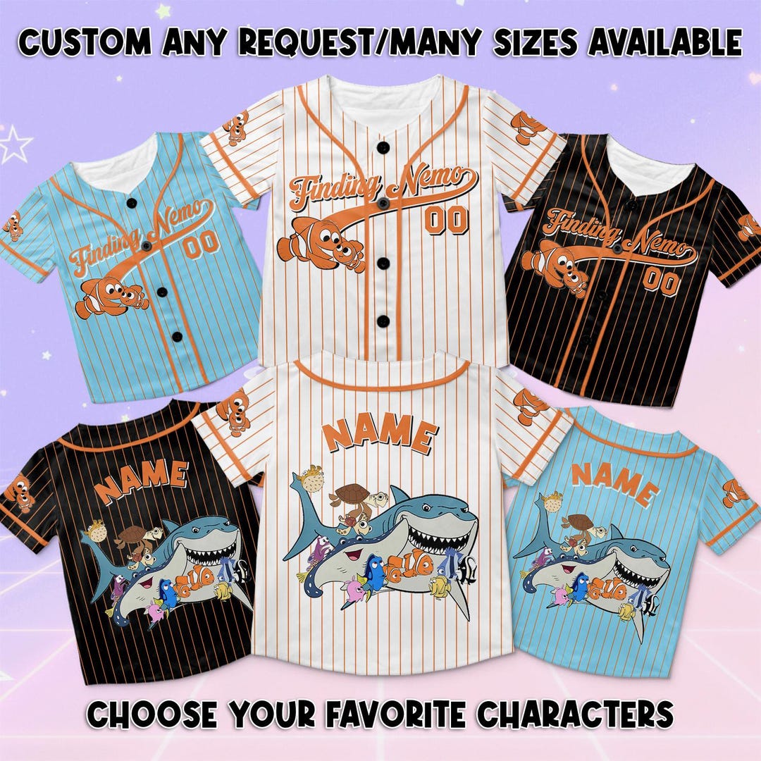 Disney Finding Nemo Baseball Jersey, Finding Nemo Character Jersey ...