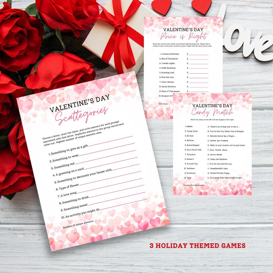 3 Valentine's Day Themed Party Games | Canva Templates | Family Games ...