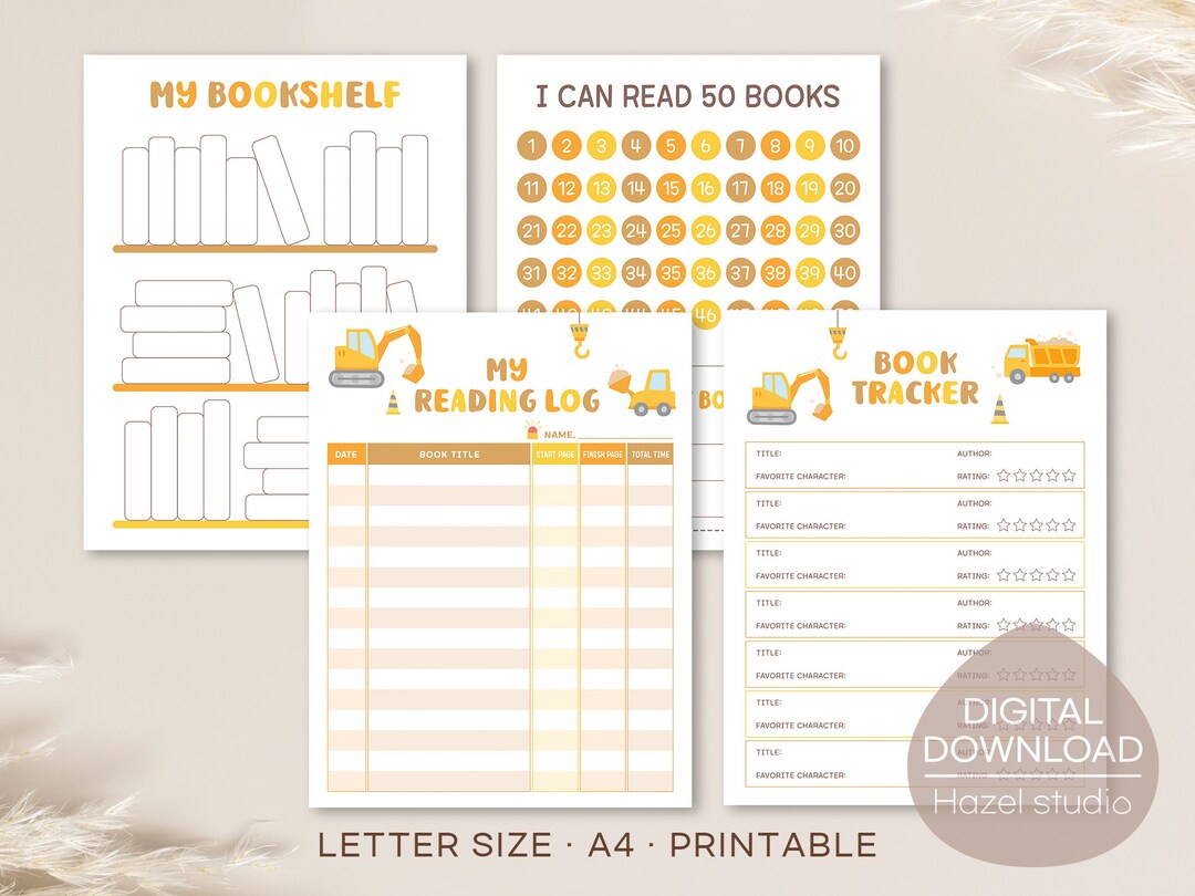 Construction Truck Reading Log, Book Tracker for Boy, Reading Challenge ...