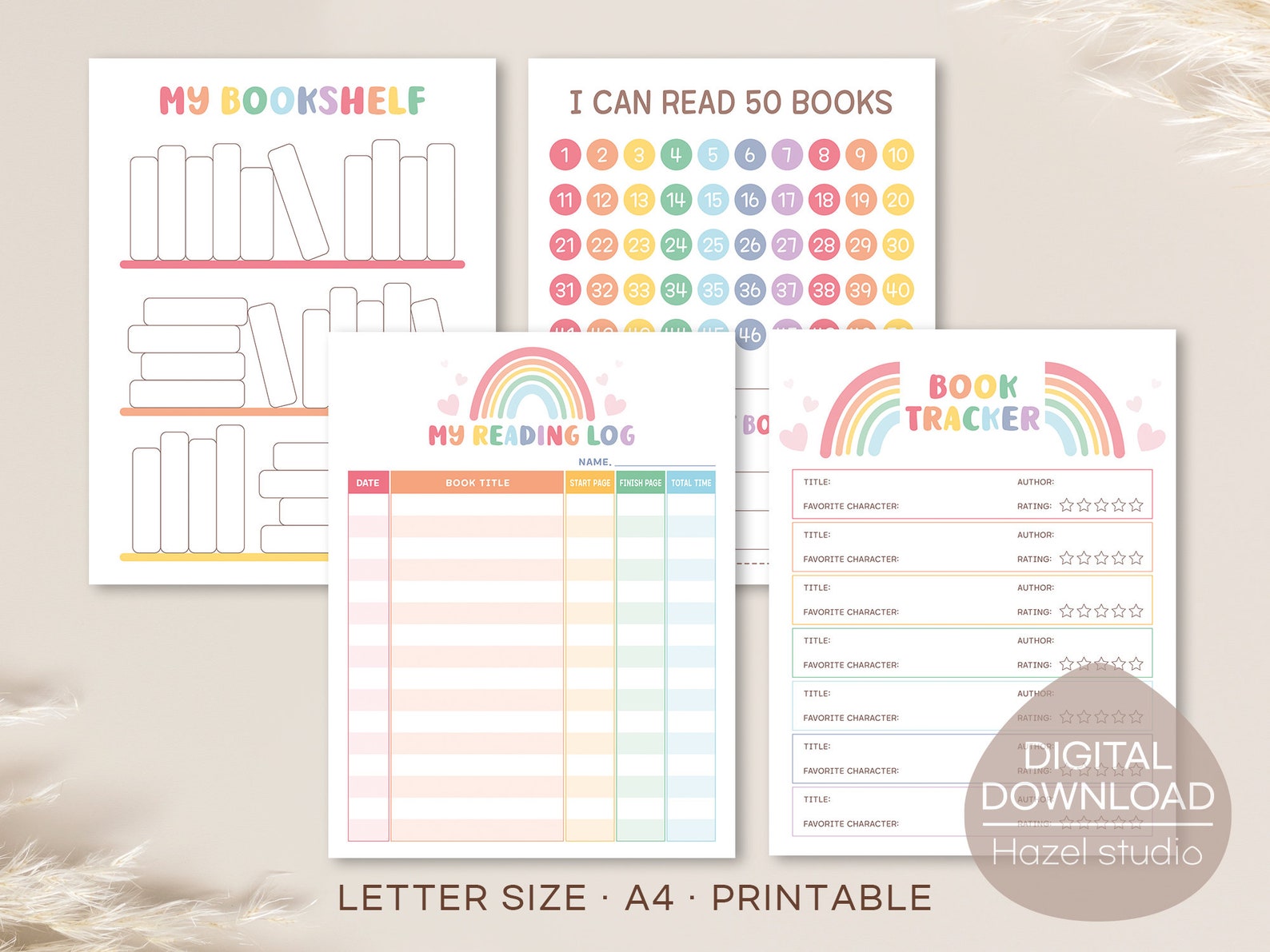 Kids Rainbow Reading Log Book Tracker for Kids Reading - Etsy