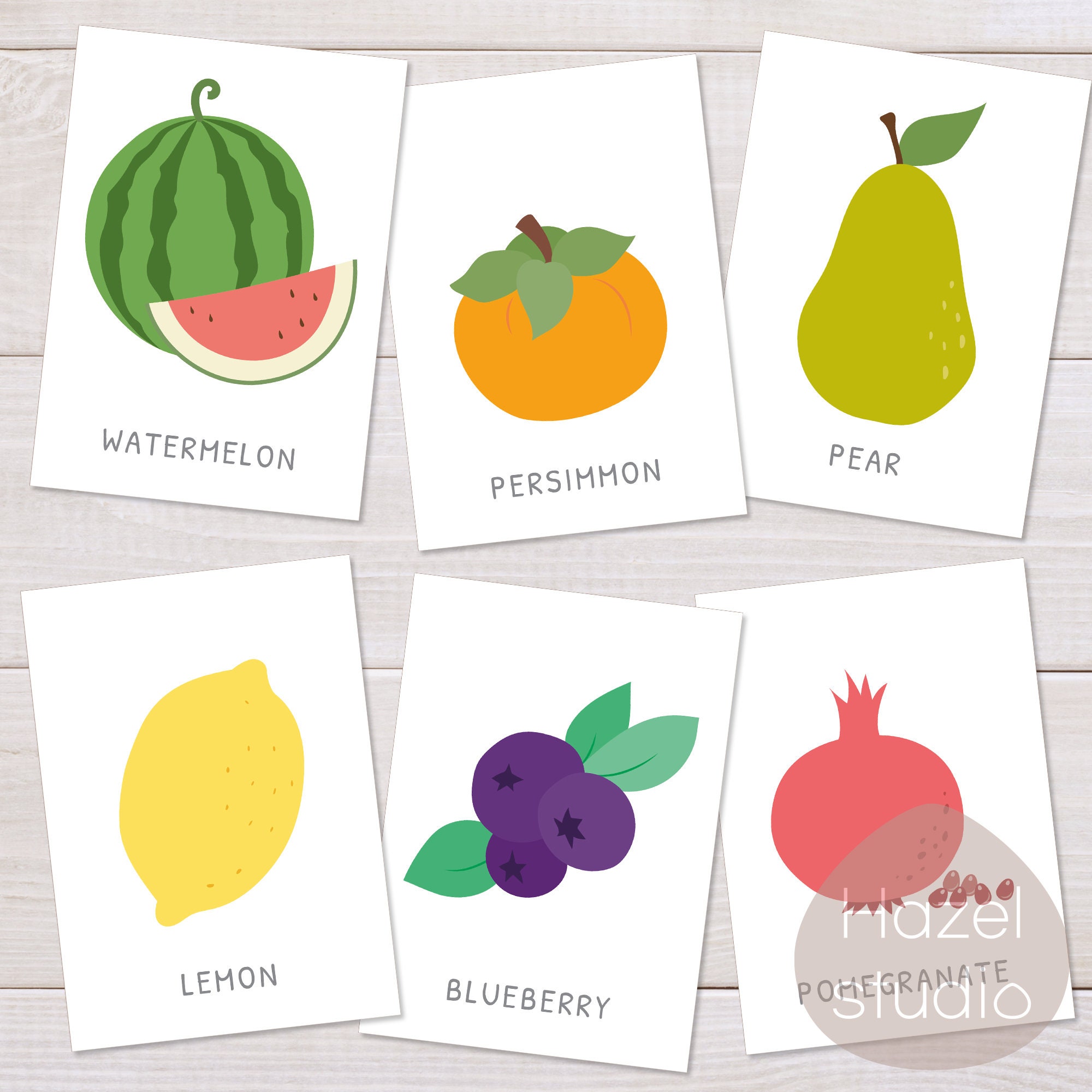 Fruits Flash Cards Learning Cards Montessori Materials | Etsy
