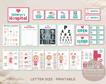Dramatic Play Printables, Doctor Dramatic Play Set, Instant Download, Hospital Play, Pretend Dr ...