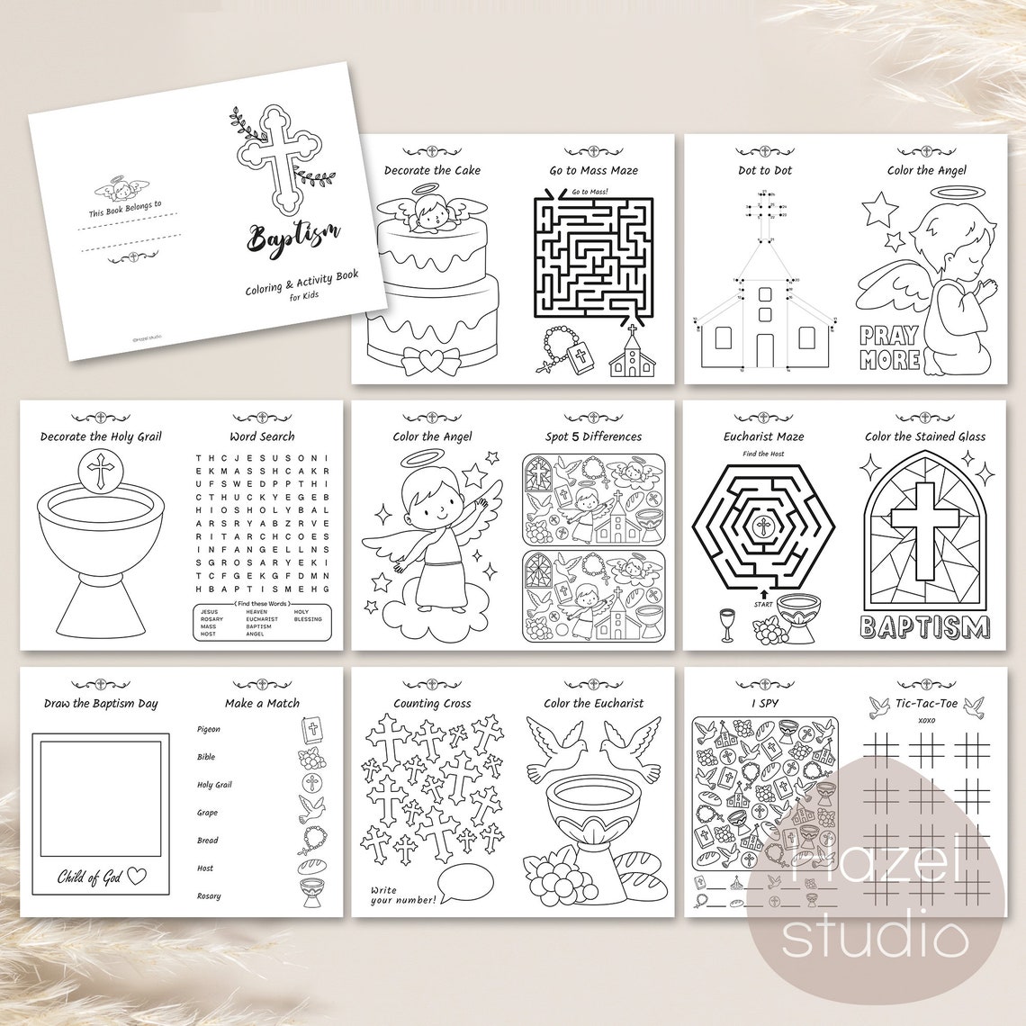 Baptism Activity Book First Communion Coloring for Kids - Etsy