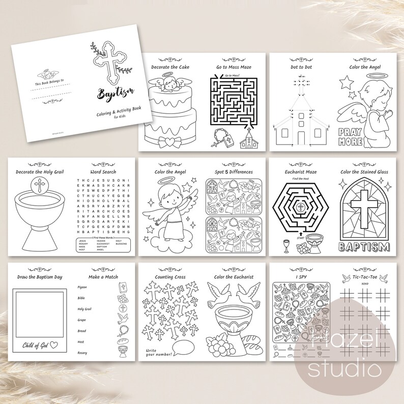Baptism Activity Book First Communion Coloring for Kids - Etsy