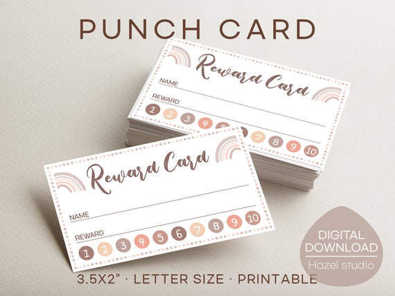 Reward Punch Card Boho Rainbow Punch Card Classroom | Etsy