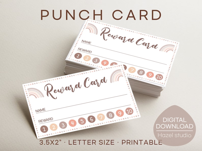 Reward Punch Card Boho Rainbow Punch Card Classroom | Etsy