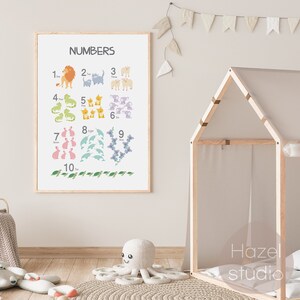 Animal Numbers Poster, Numbers Poster, Printable Wall Art, Educational ...
