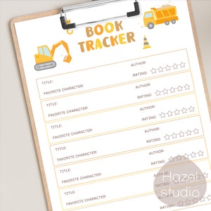 Construction Truck Reading Log, Book Tracker for Boy, Reading Challenge ...