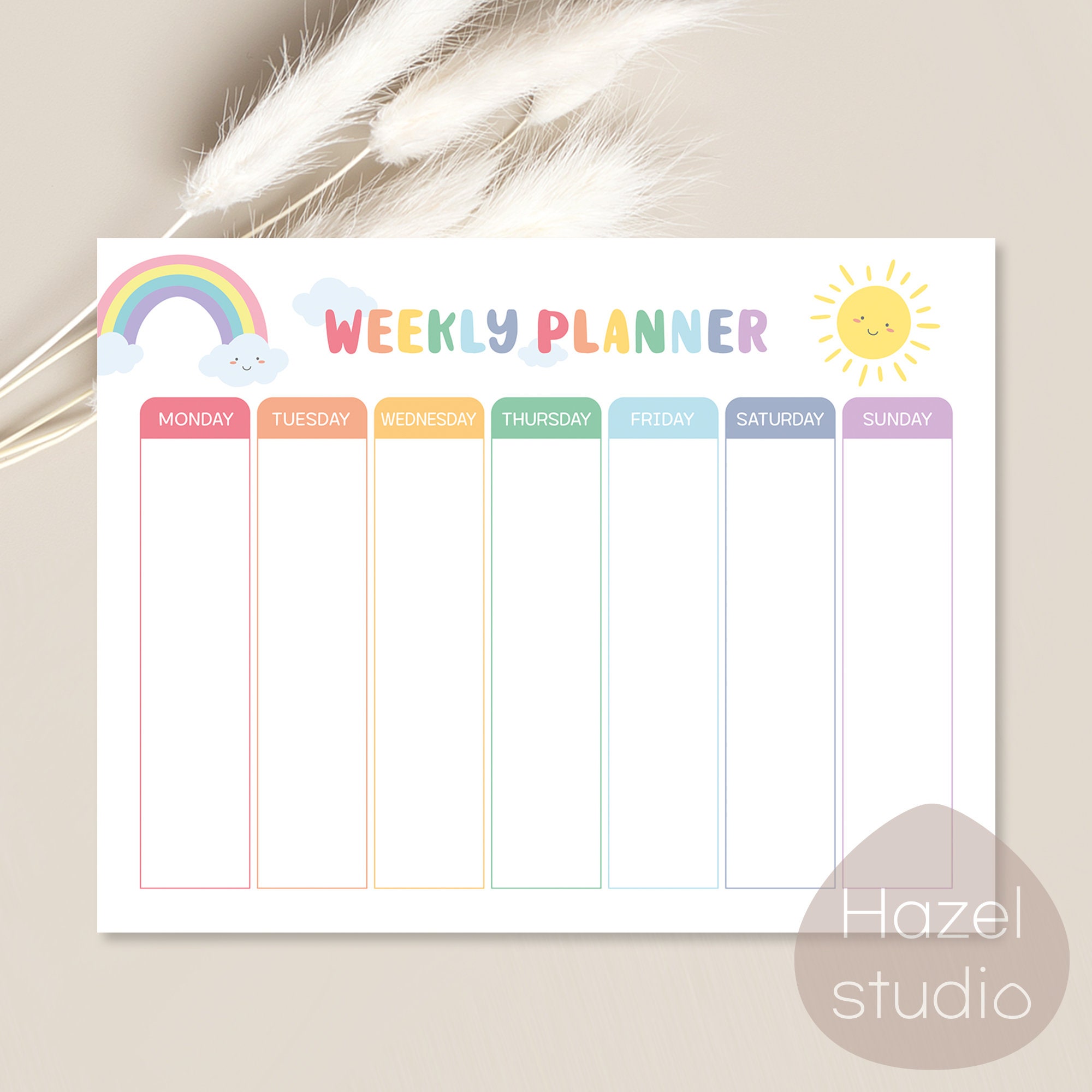 Kids Weekly Planner Rainbow Daily Planner Homeschool - Etsy