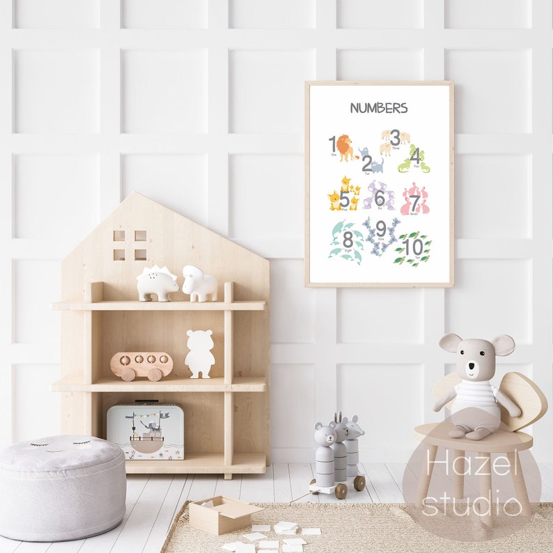 Numbers Poster, Animal Counting Numbers, Home School Montessori ...