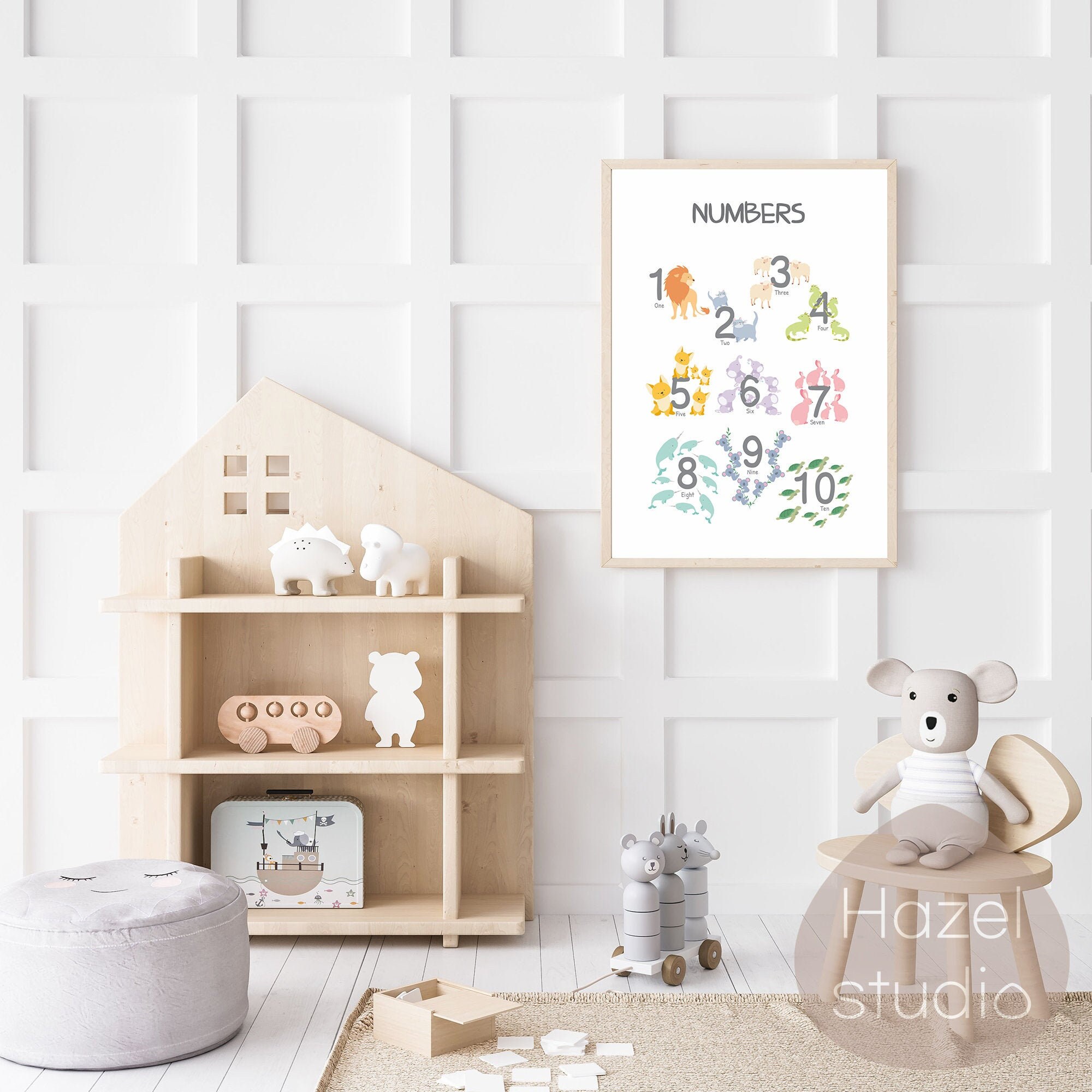 Numbers Poster Animal Counting Numbers Home School | Etsy