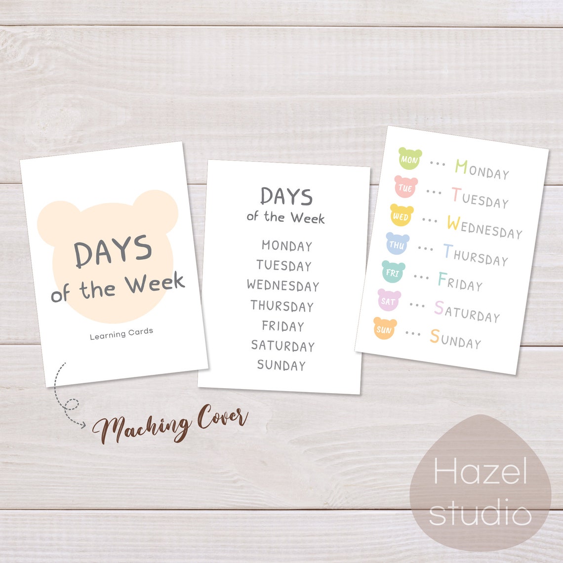 Day of the Week Flash Cards Days Cards Montessori Materials - Etsy