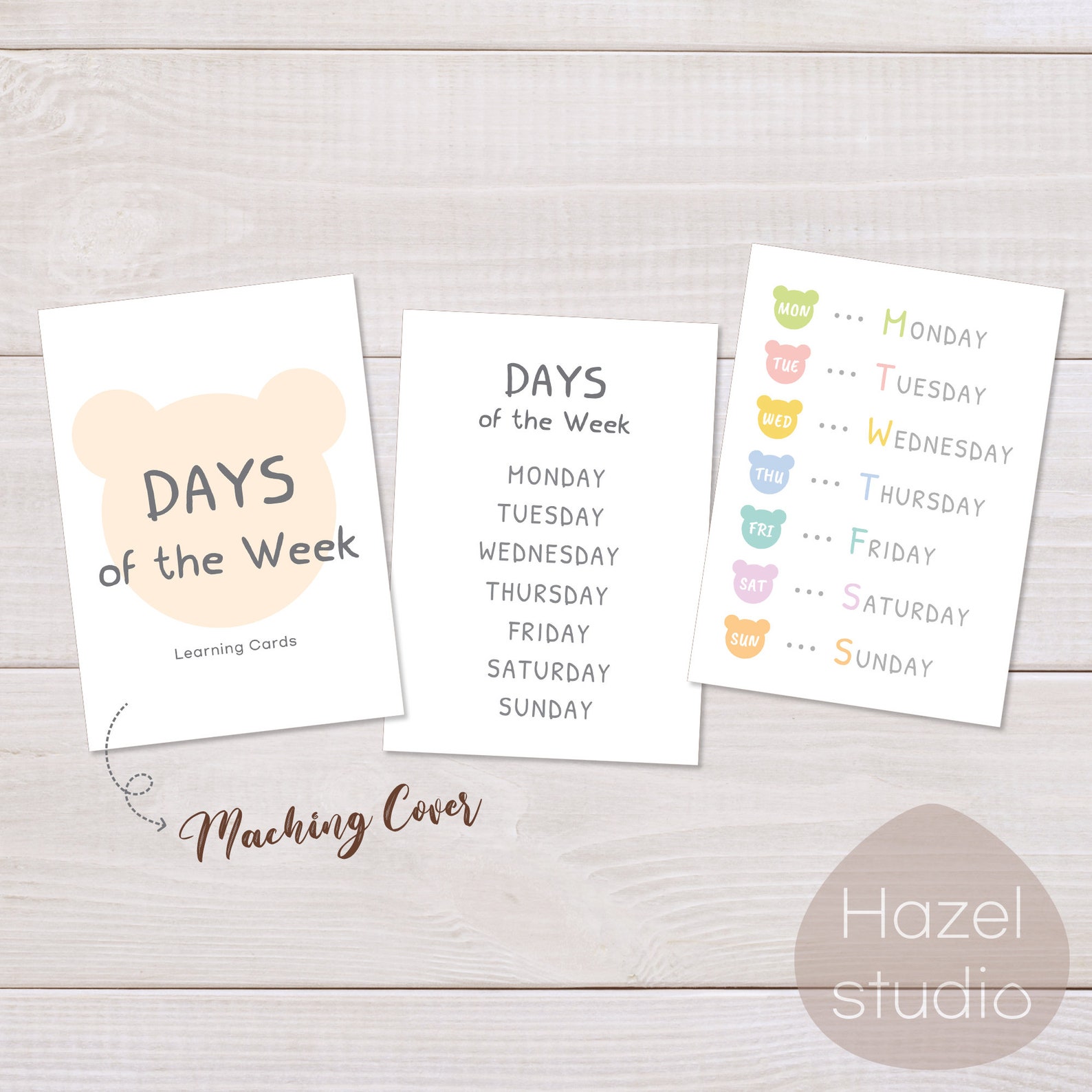 Day of the Week Flash Cards Days Cards Montessori Materials - Etsy