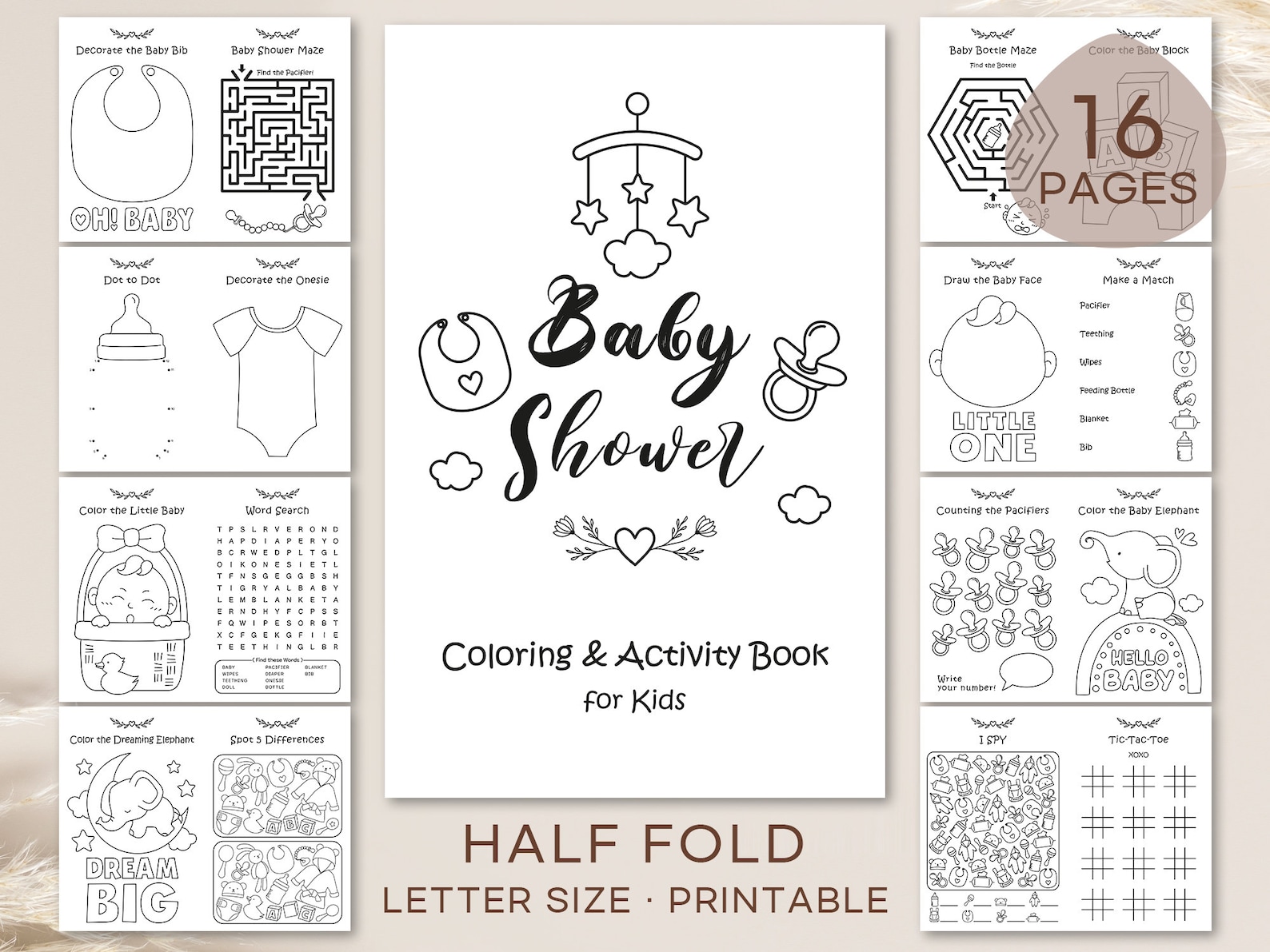 Baby Shower Activity Book: Kids Coloring Pages (digital Download) - Etsy