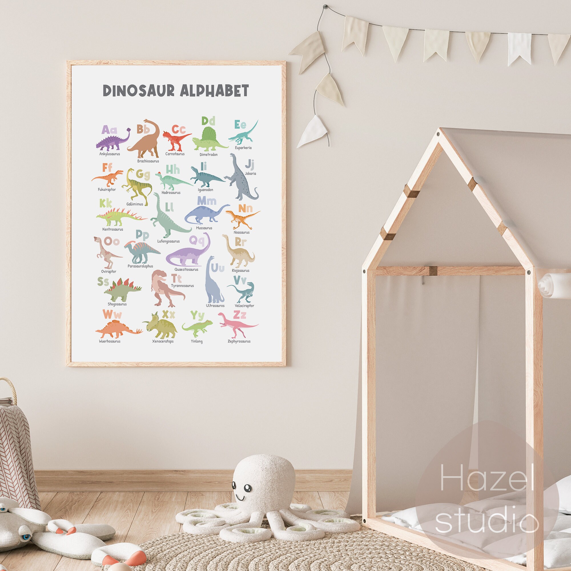 Dinosaur Alphabet Poster ABC Poster Montessori Rainbow - Etsy Hong Kong