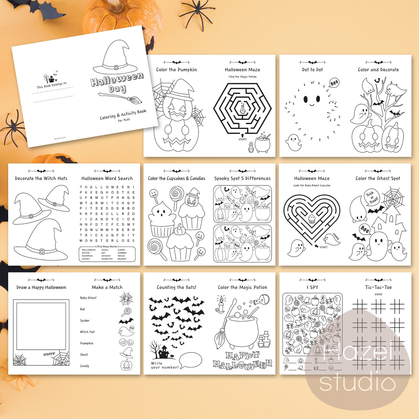 Kids Halloween Activity Book Coloring&activity Book for Kids - Etsy