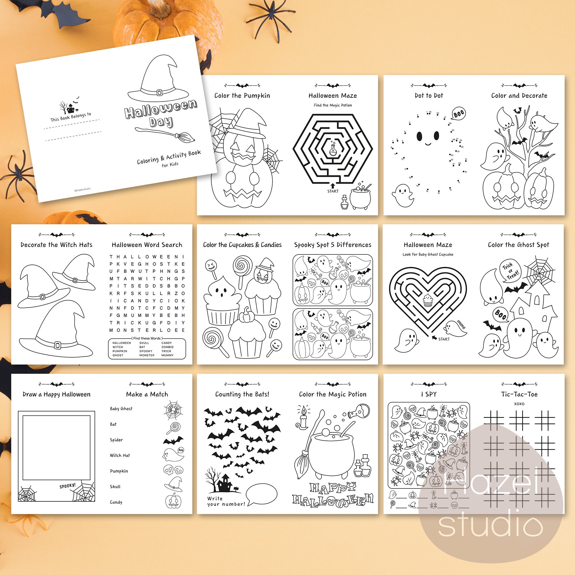 Kids Halloween Activity Book Coloring&activity Book for Kids - Etsy