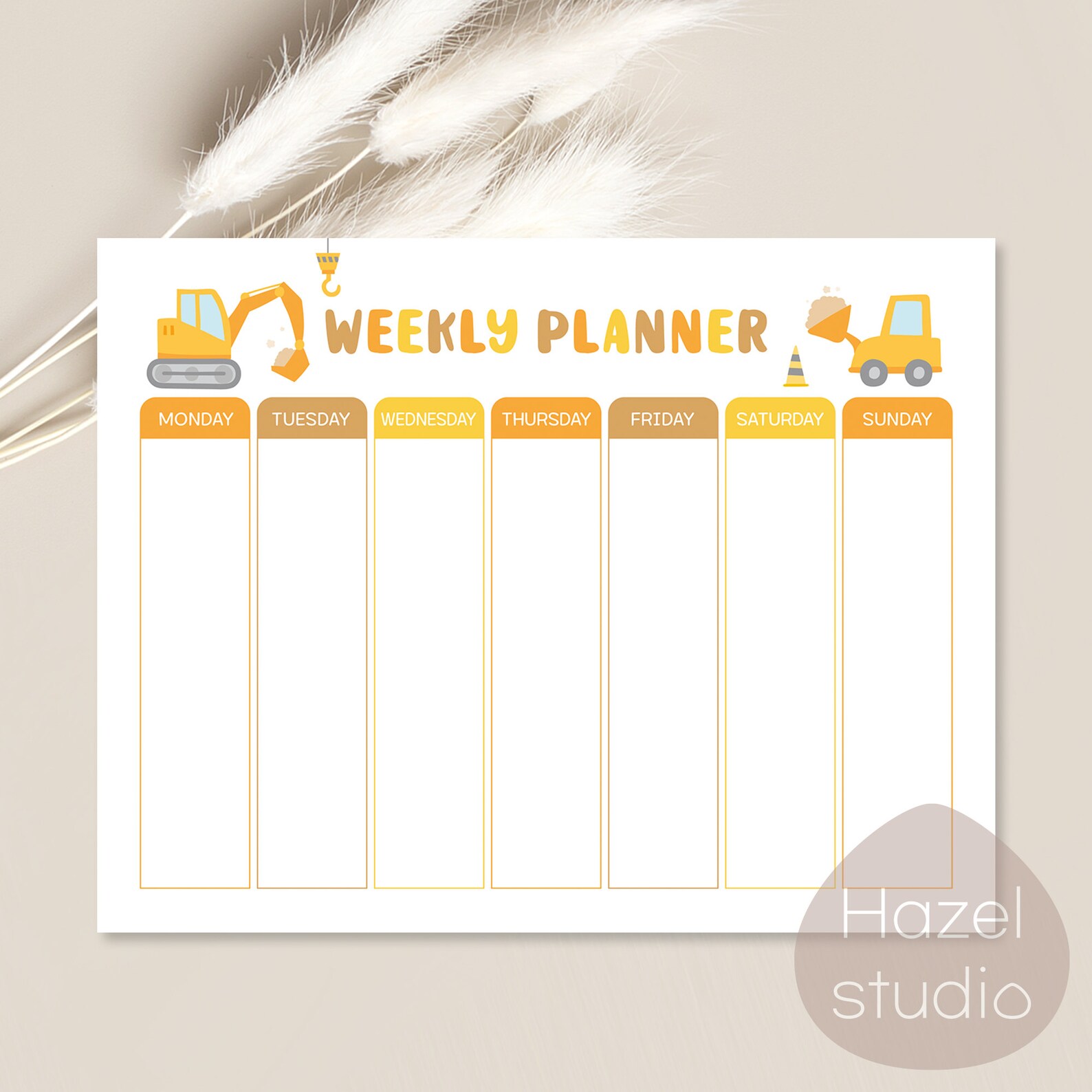 Boy Weekly Planner Construction Daily Planner Homeschool | Etsy