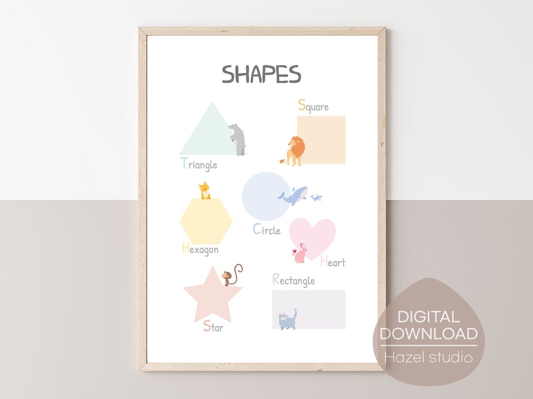 Shapes Poster, Animal Montessori Learning Posters, Home School ...