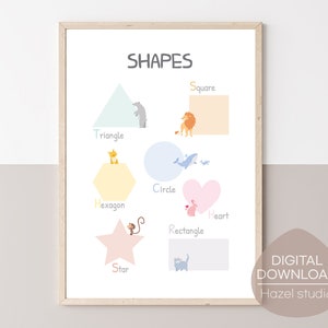 Shapes Poster, Animal Montessori Learning Posters, Home School ...
