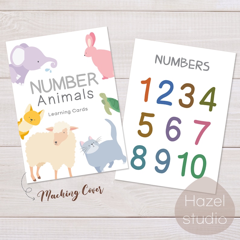 Number Flash Cards Animal Number Cards Montessori Materials - Etsy