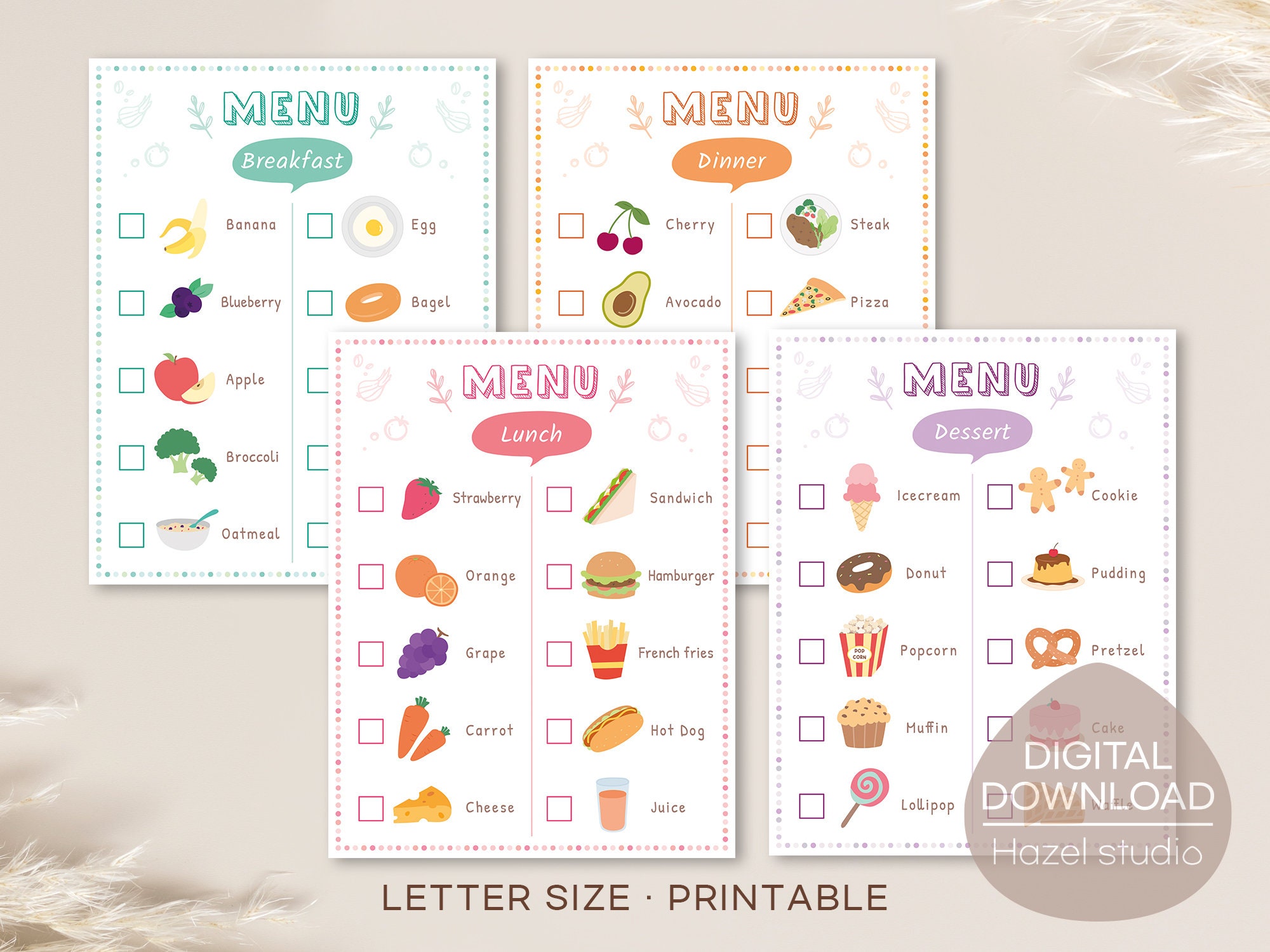 Pretend Play Restaurant Menu Kids Kitchen Play Menus - Etsy