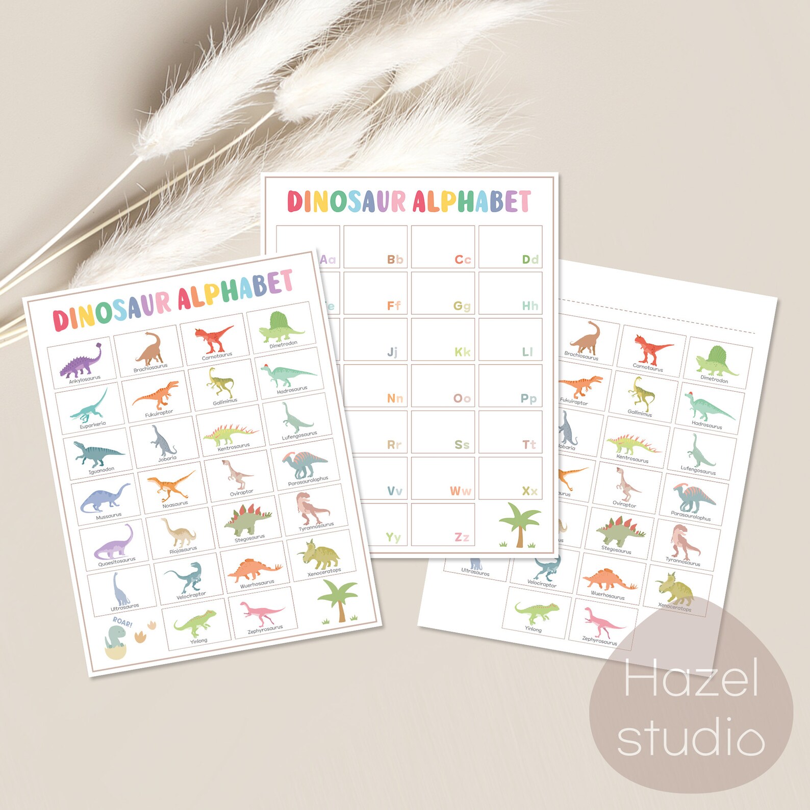 Dinosaur Alphabet Matching Game ABC Worksheet Phonics - Etsy