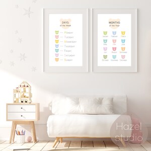 Classroom Posters Set of 2, Days of the Week, Months of the Year Poster ...