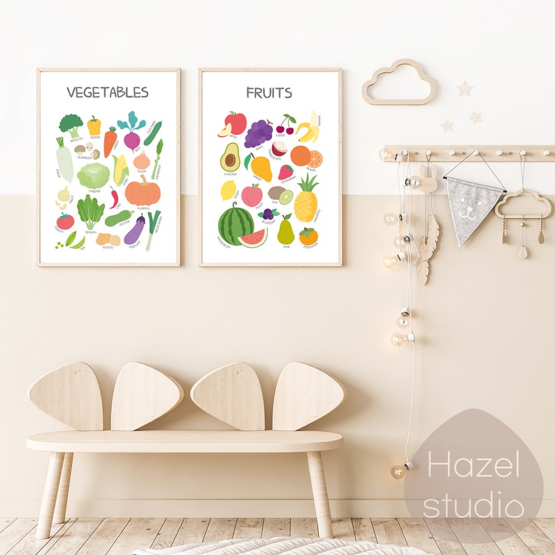 Educational Posters Set of 2 Vegetables Poster Fruits - Etsy