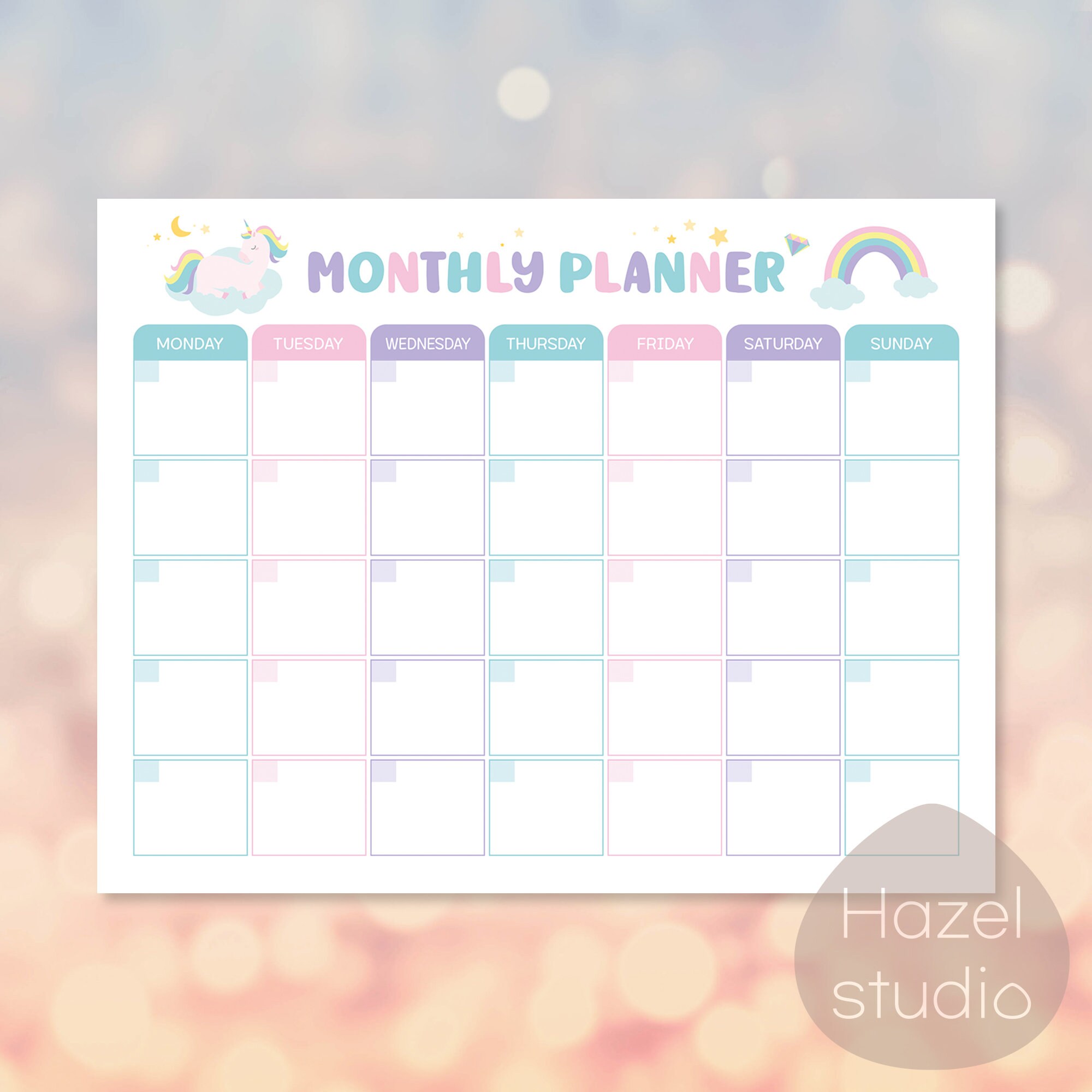 Kids Monthly Planner Unicorn Daily Planner Homeschool - Etsy