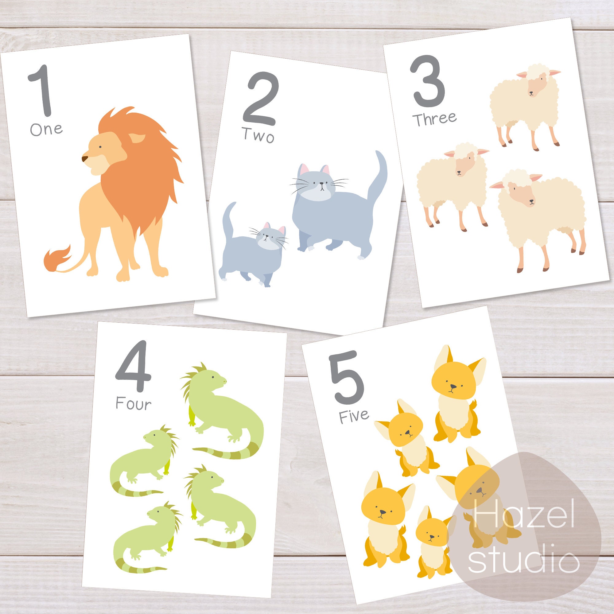 Number Flash Cards Animal Number Cards Montessori Materials - Etsy