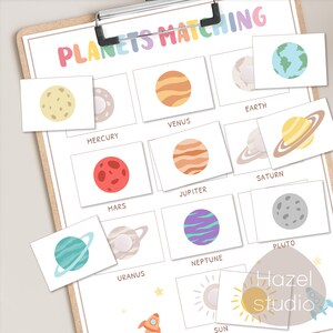 Solar System Matching Game, Planets Activity, Space Learning Binder ...