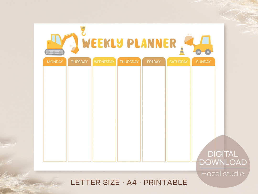 Boy Weekly Planner, Construction Daily Planner, Homeschool Planner ...