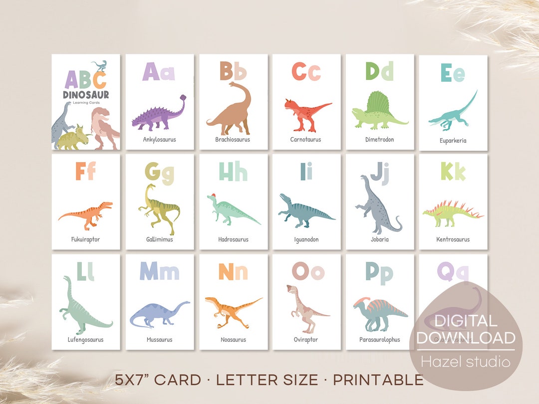 Alphabet Flash Cards, Dinosaur ABC Cards, Montessori Materials ...