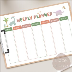 Boy Weekly Planner, Dinosaur Daily Planner, Homeschool Planner, Kids ...