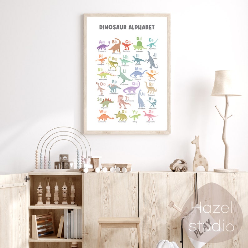 Dinosaur Alphabet Poster ABC Poster Montessori Rainbow - Etsy