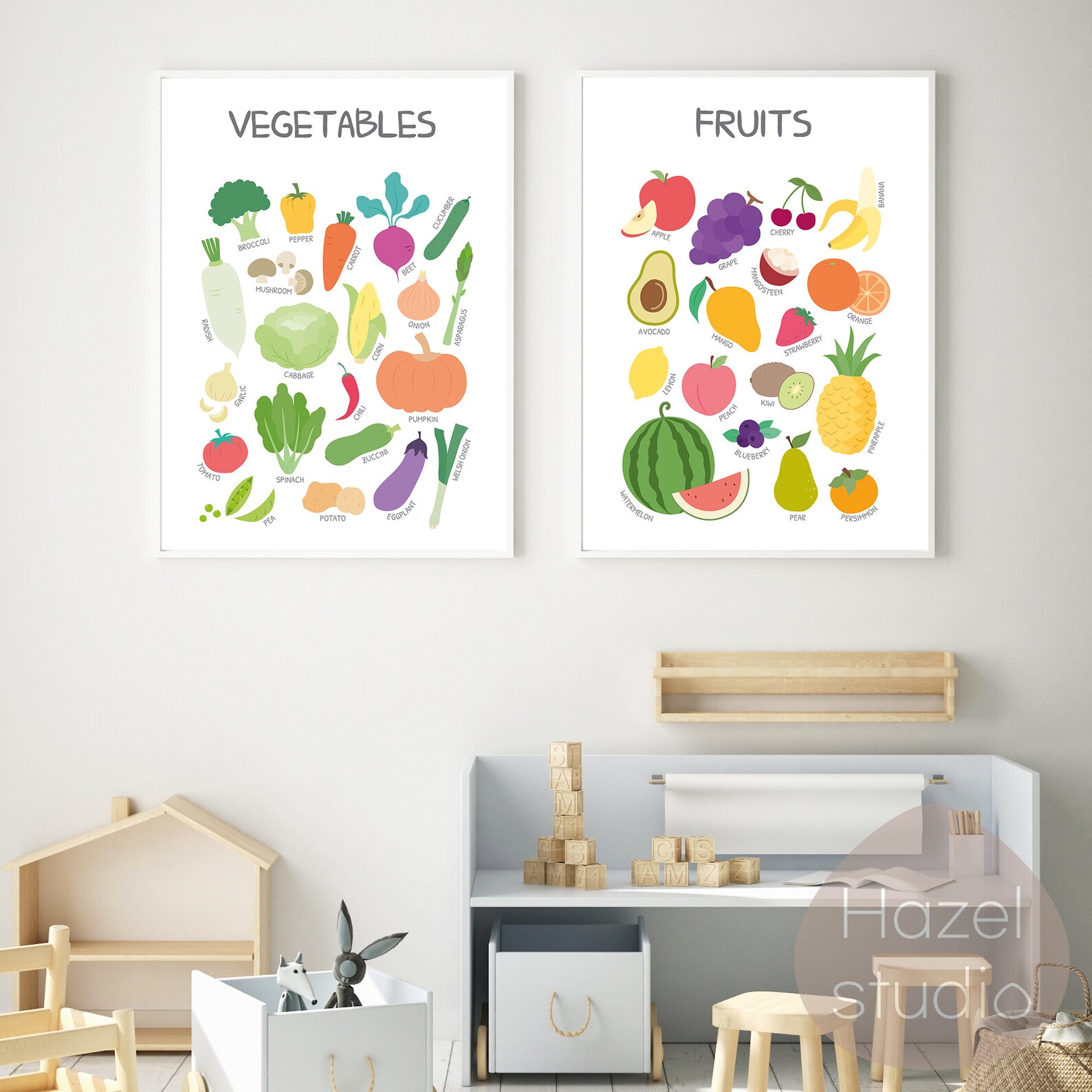 Educational Posters Set of 2 Vegetables Poster Fruits - Etsy