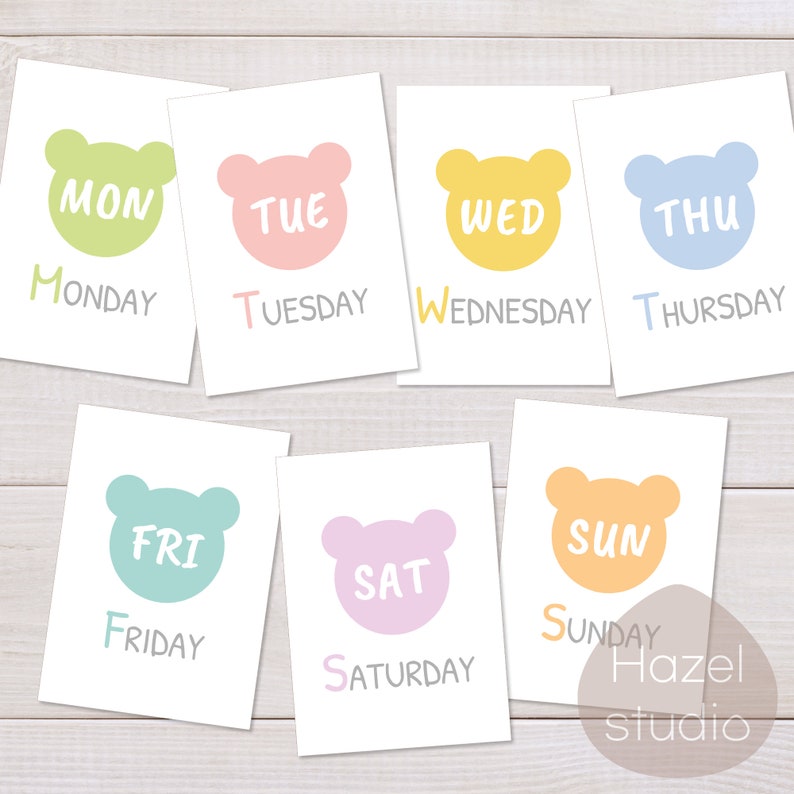 Day of the Week Flash Cards Days Cards Montessori Materials - Etsy