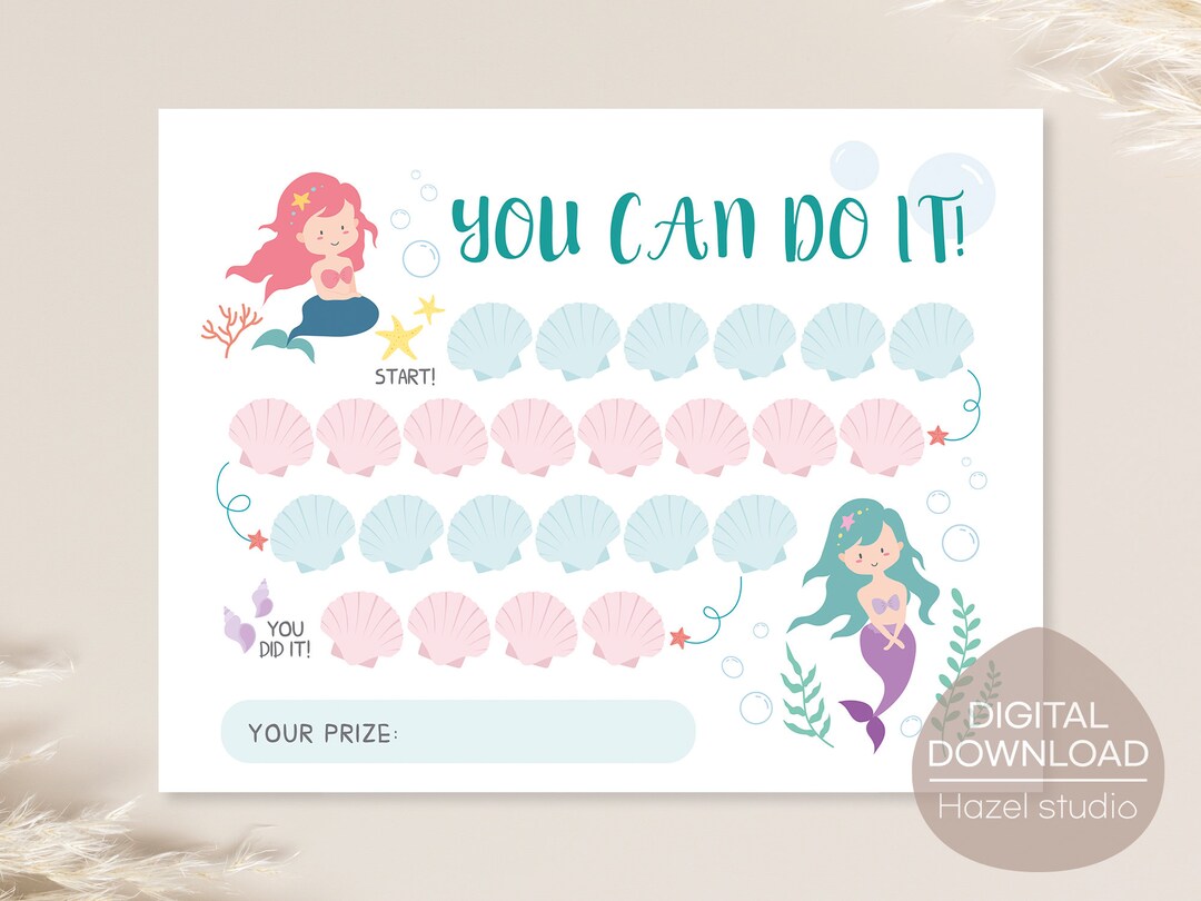 Mermaid Reward Chart, Girl Behavior Chart, Chore Chart, Toddler Routine ...
