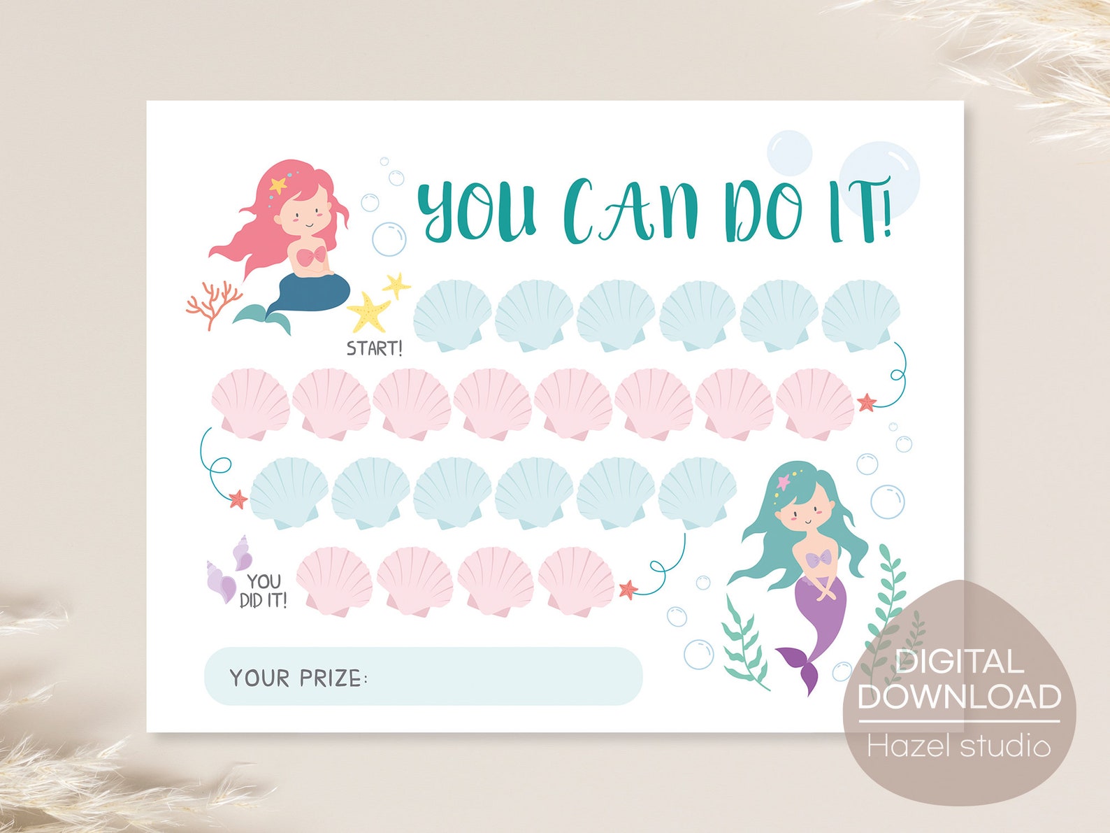 Mermaid Reward Chart Girl Behavior Chart Chore Chart | Etsy