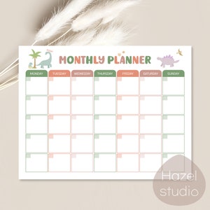 Kids Monthly Planner, Dinosaur Planner, Boy Daily Planner, Homeschool ...