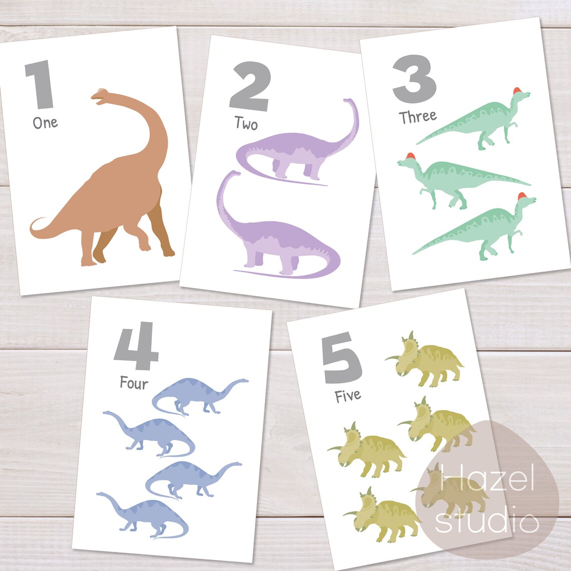 Number Flash Cards Dinosaur Number Cards Montessori - Etsy