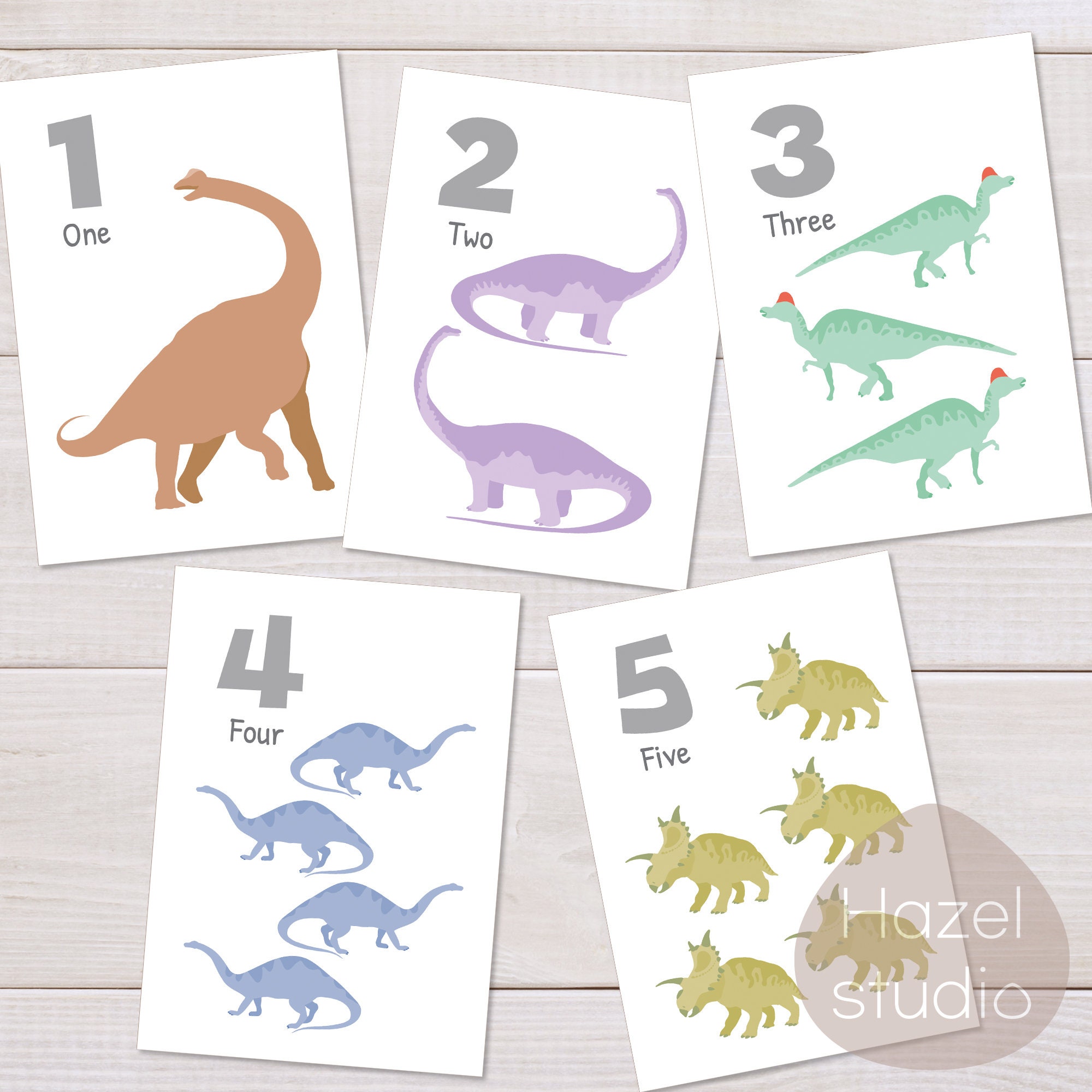 Number Flash Cards Dinosaur Number Cards Montessori - Etsy