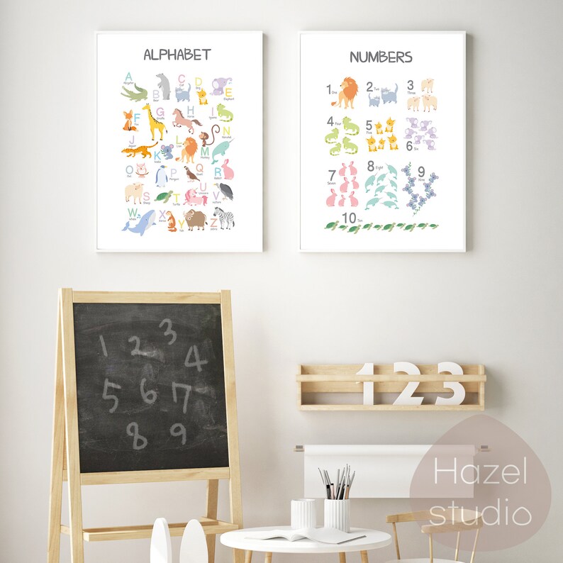 Educational Posters Set of 2 Alphabet Numbers Prints - Etsy