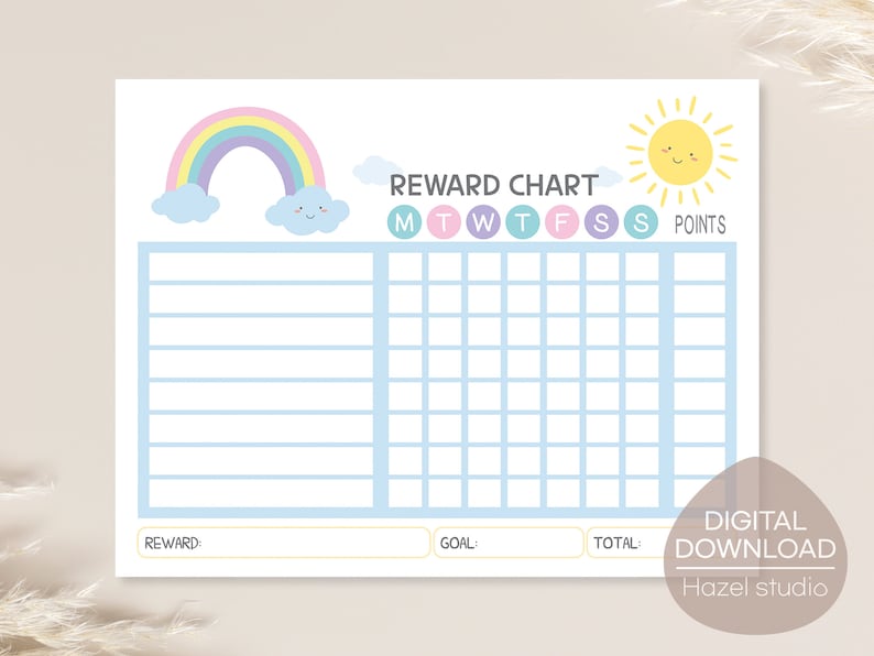 Rainbow Reward Chart Sunshine Weekly Chore Chart Sticker - Etsy