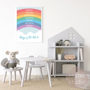 Days of the Week Poster, Rainbow Print, Montessori Homeschool ...