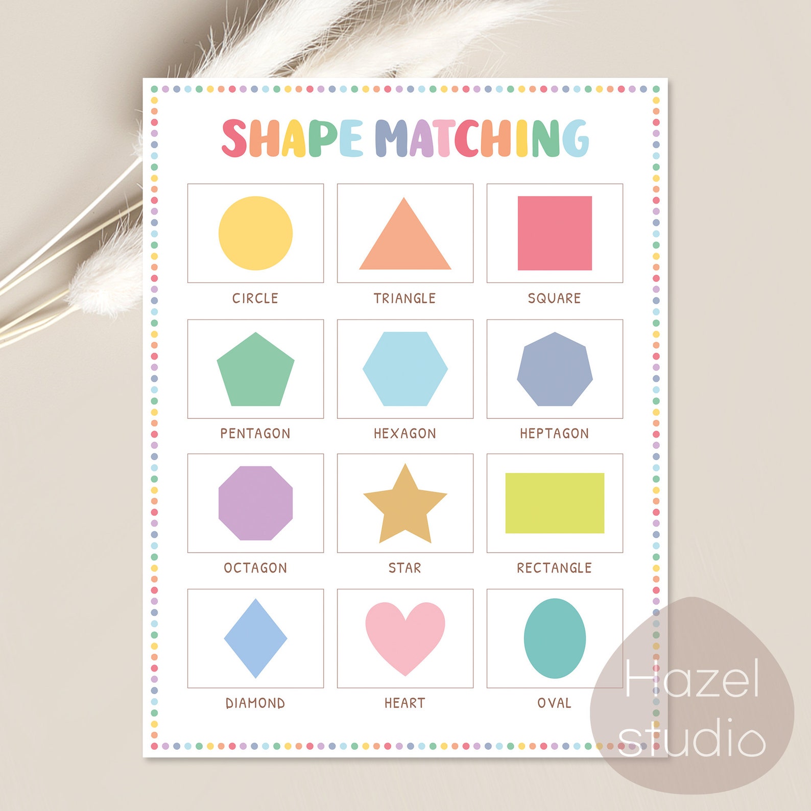 Shape Matching Game Geometric Shapes Activity Shape Learning - Etsy
