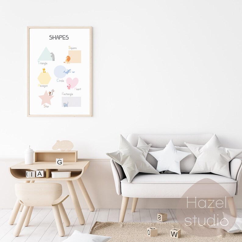 Shapes Poster Animal Montessori Learning Posters Home - Etsy